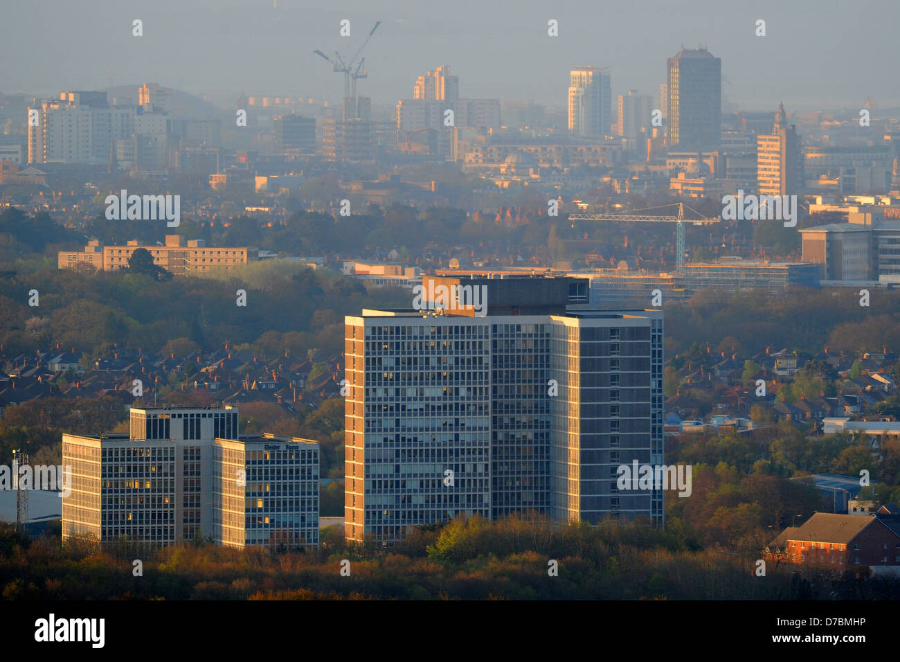 Cityscape view of Cardiff showing the Llanishen Tax offices in the ...