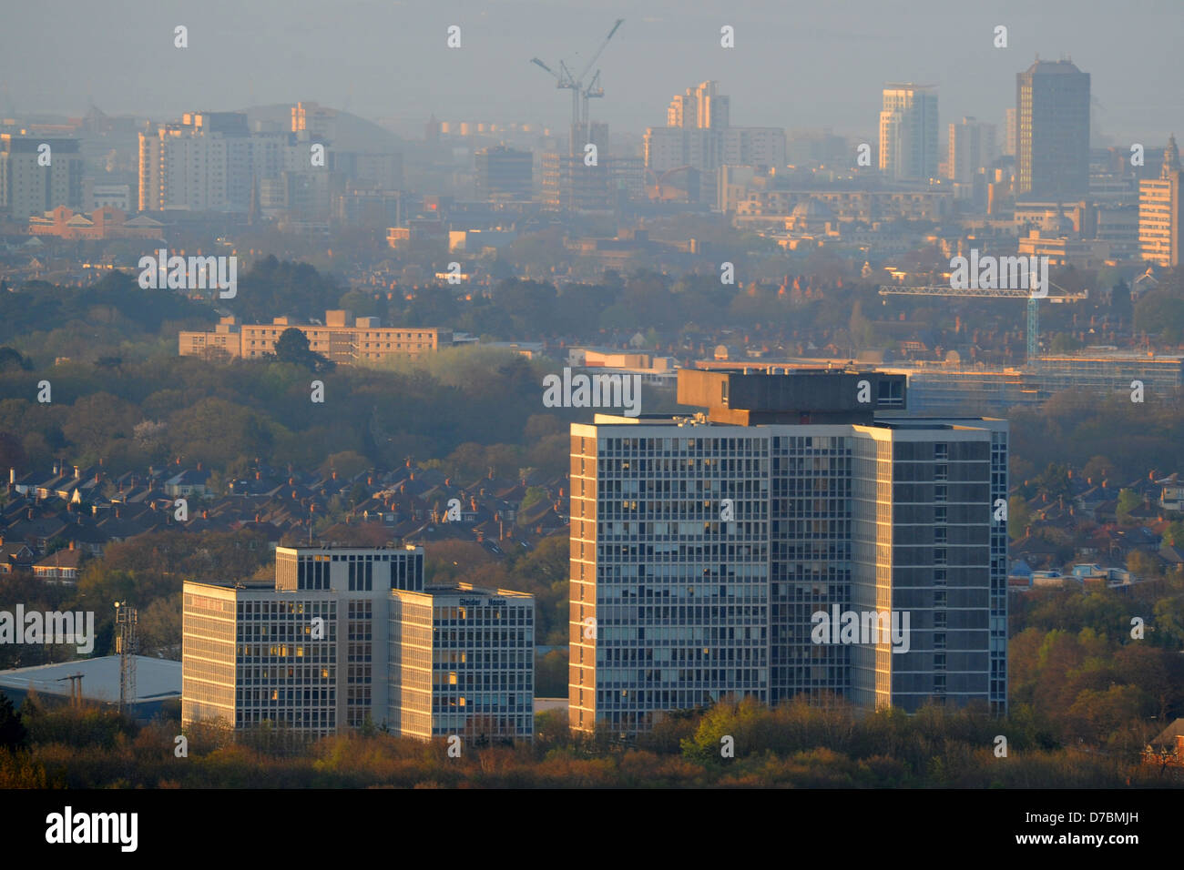 Cityscape view of Cardiff. In foreground are Llanishen Tax Offices ...