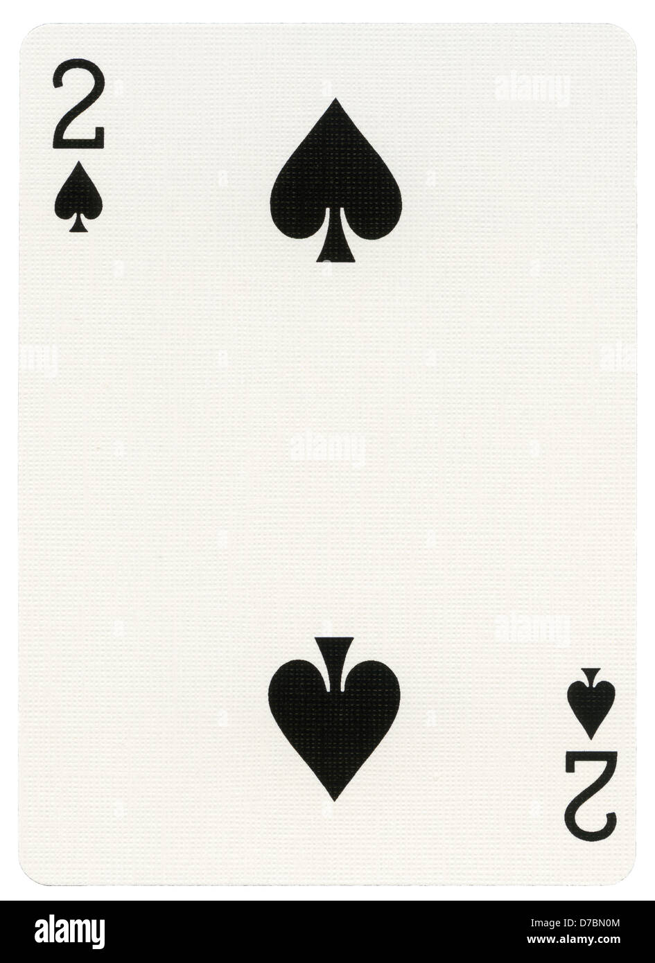 Two of spades playing card, isolated on white background. Scanned at ...