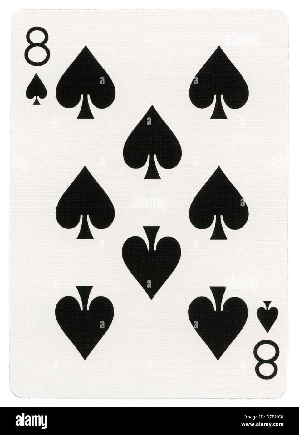 Eight of spades playing card, isolated on white background. Scanned at ...