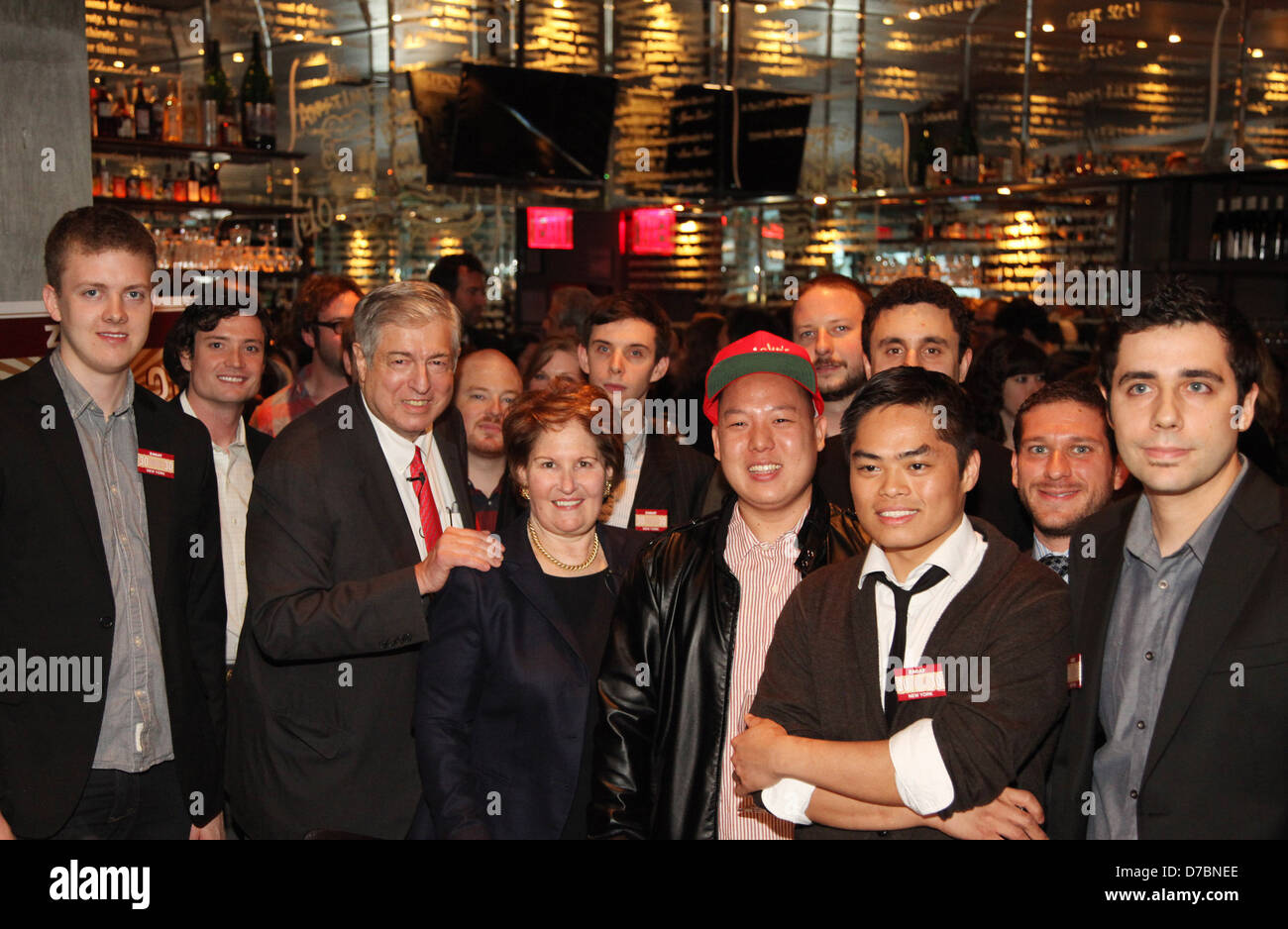 Tim Zagat and Nina Zagat pose with the 30 Under 30 Zagat Survey ...