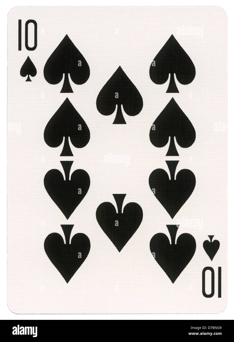 Ten of spades playing card, isolated on white background. Scanned at ...