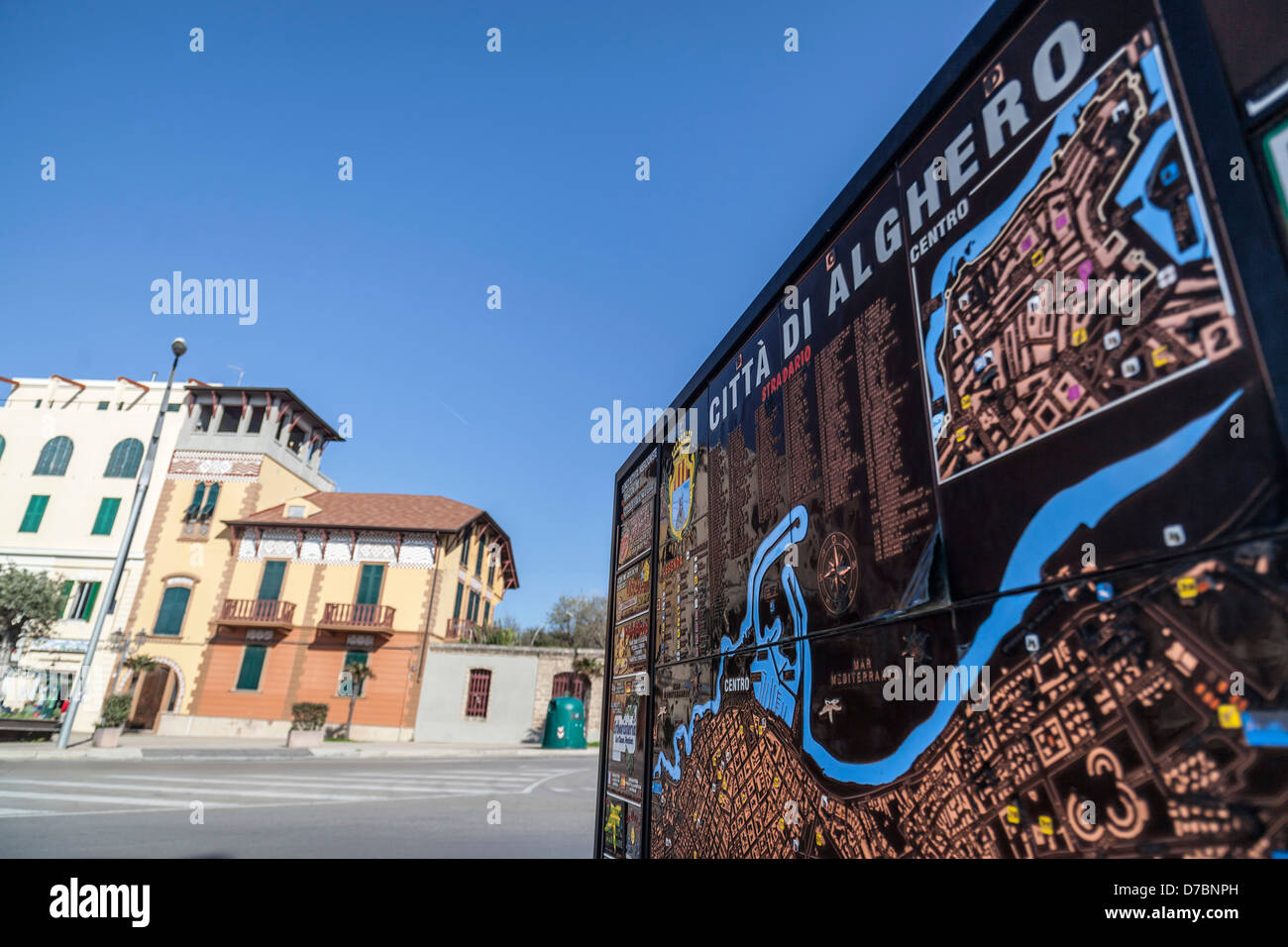 Map of the city of Alghero in the historical center Stock Photo - Alamy