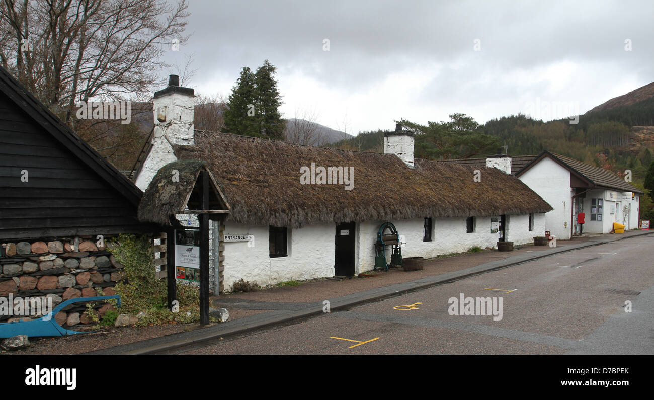 Glencoe Folk Museum with Pap of Glencoe Scotland April 2013 Stock Photo ...