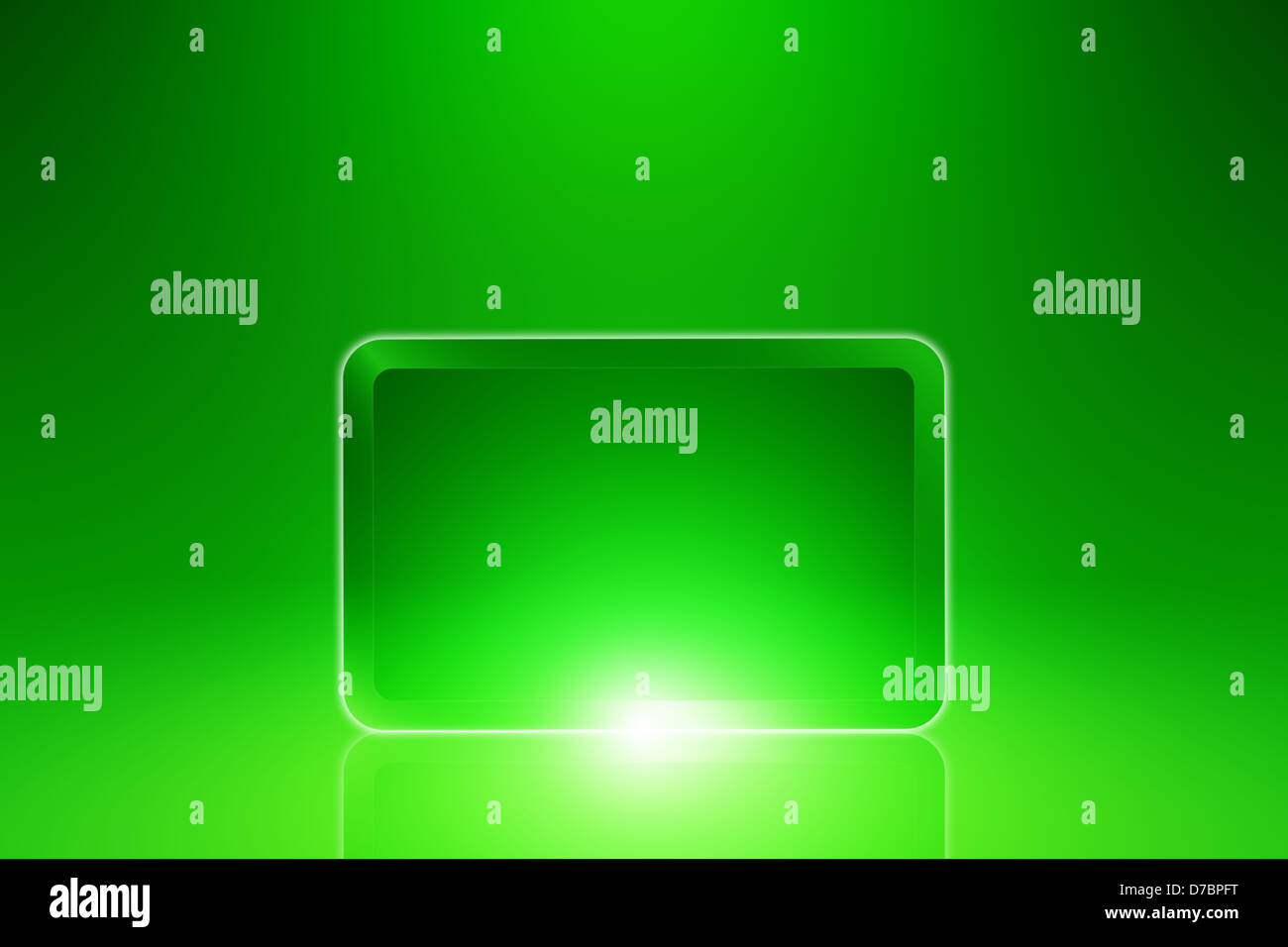 Abstract tablet PC, smartphone on green background with bright light ...