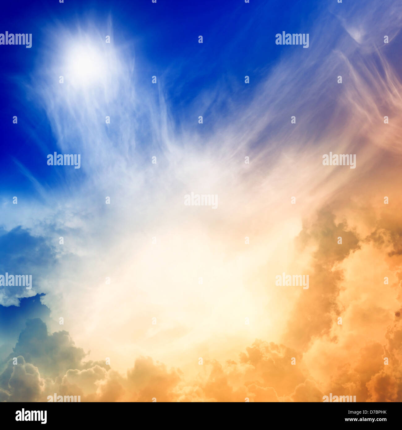 Impressive view from heaven with bright sun and clouds Stock Photo - Alamy