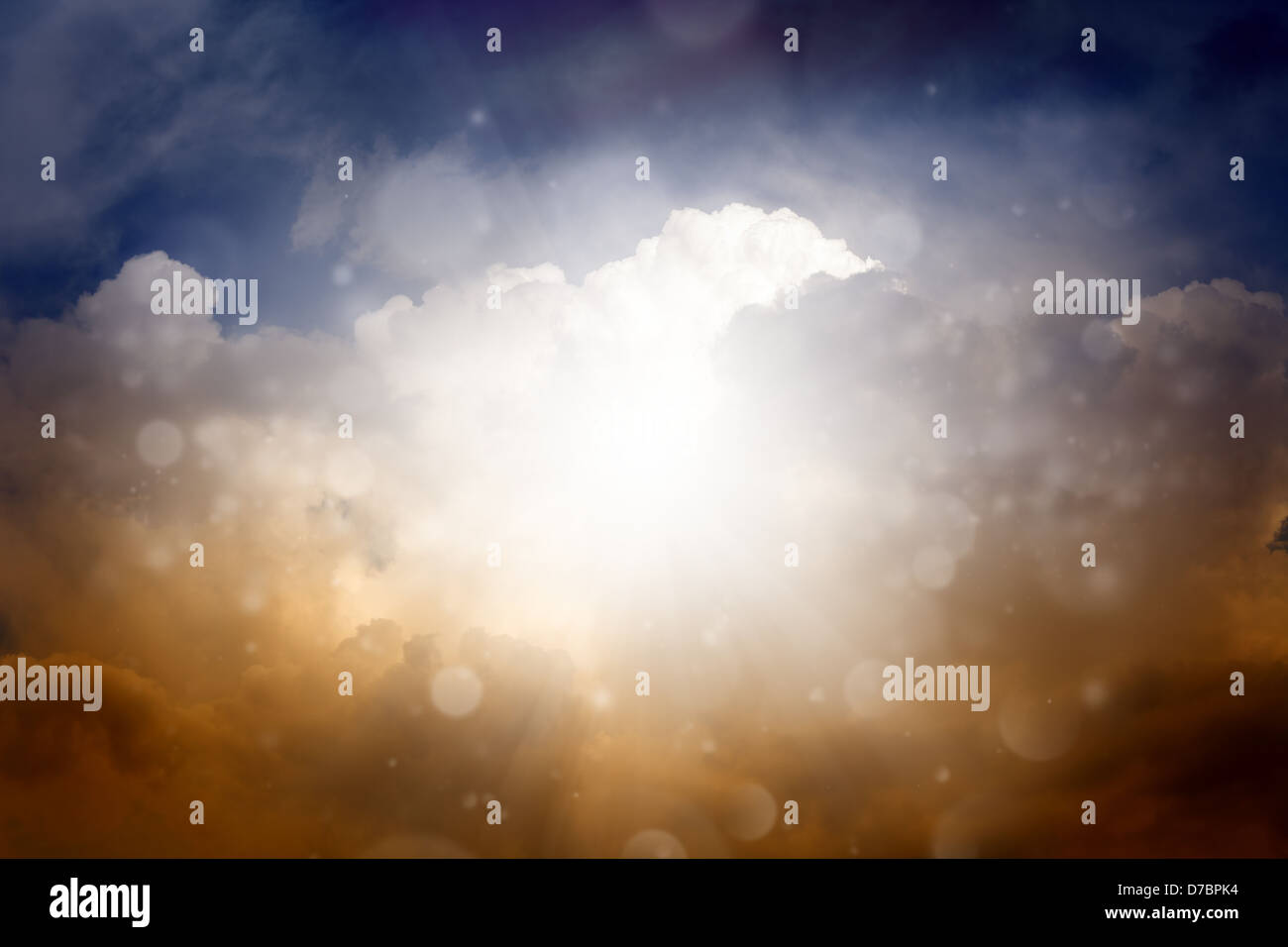 Dramatic background - dark sky and bright light from sun Stock Photo ...