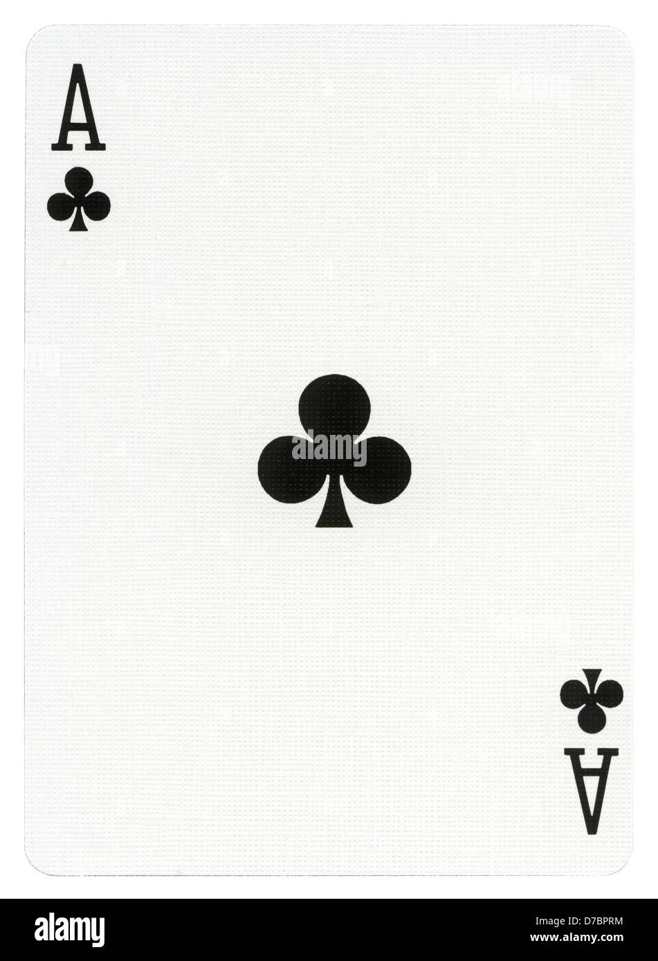 Ace of clubs playing card, isolated on white background. Scanned at ...