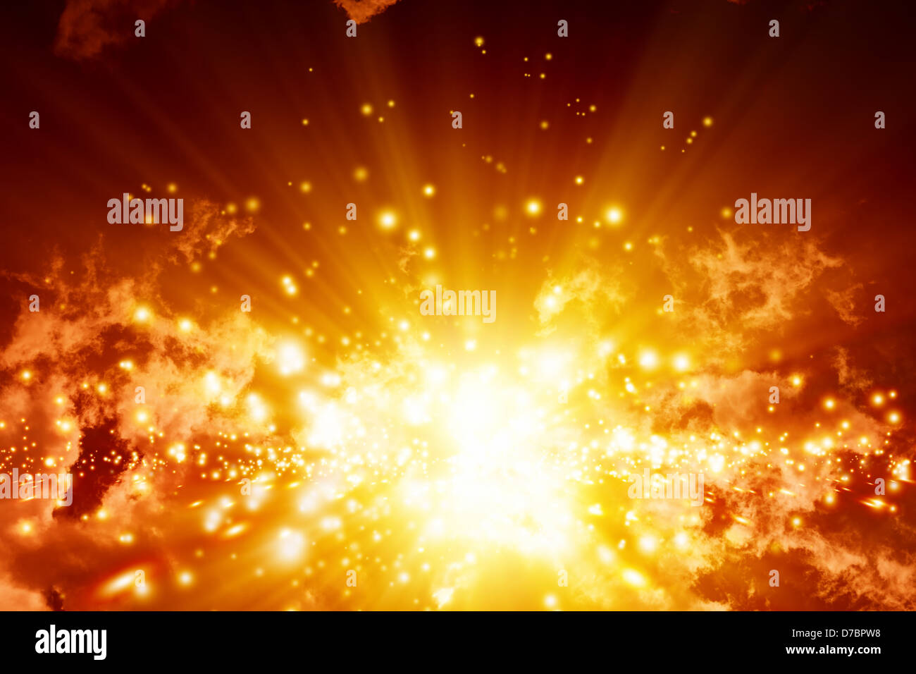 Fantastic abstract background- big explosion in sky Stock Photo - Alamy