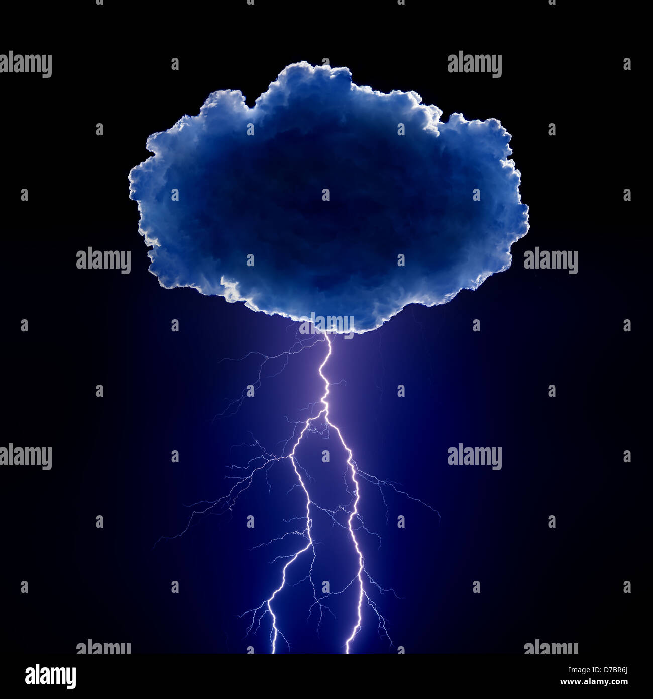 Nature force background - cloud with lightnings in night dark sky Stock ...