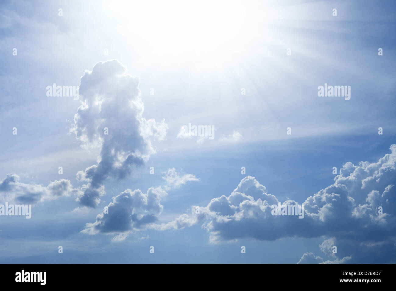 Beautiful background - bright light from sun, clouds in blue sky - heaven Stock Photo - Alamy