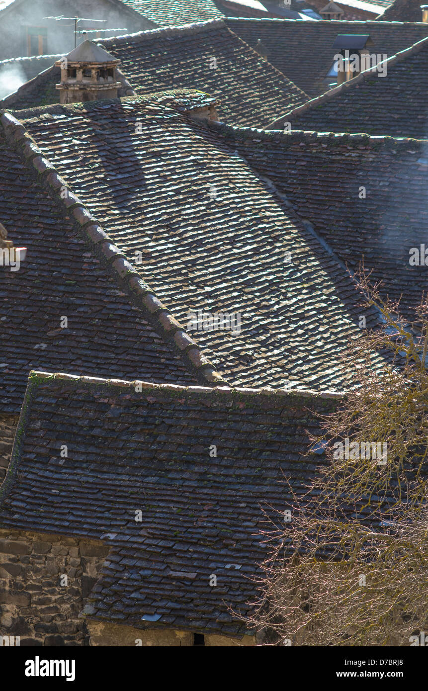 Rural architecture of Hecho village, Hecho Valley, Huesca, Spain Stock ...
