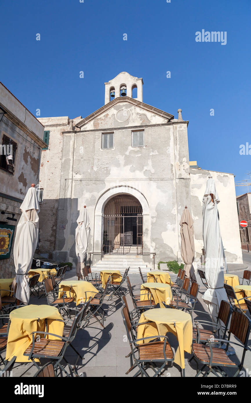 Carmelo church in the historical center of Alghero, Sardinia Stock ...