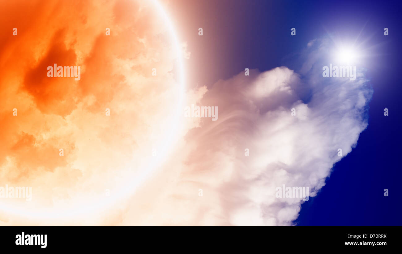 Abstract glowing cloud planet in space Stock Photo - Alamy