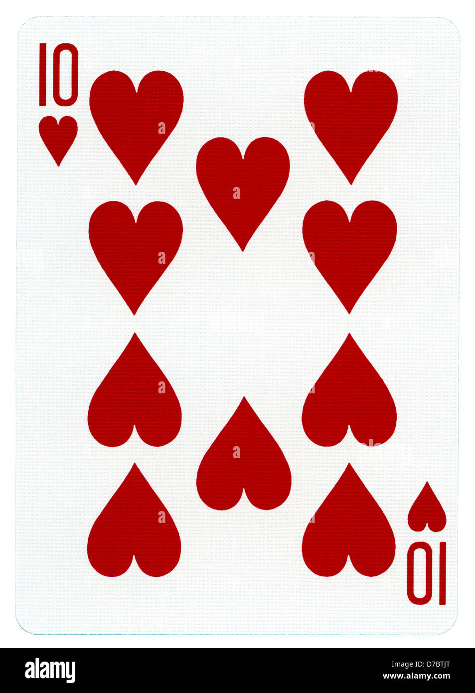 Ten of hearts playing card, isolated on white background. Scanned at ...