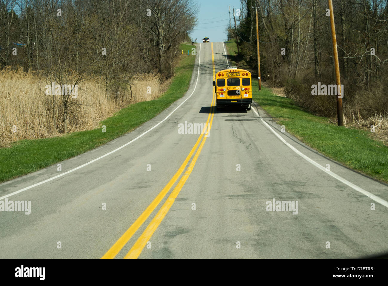 School bus on rural road Stock Photo - Alamy