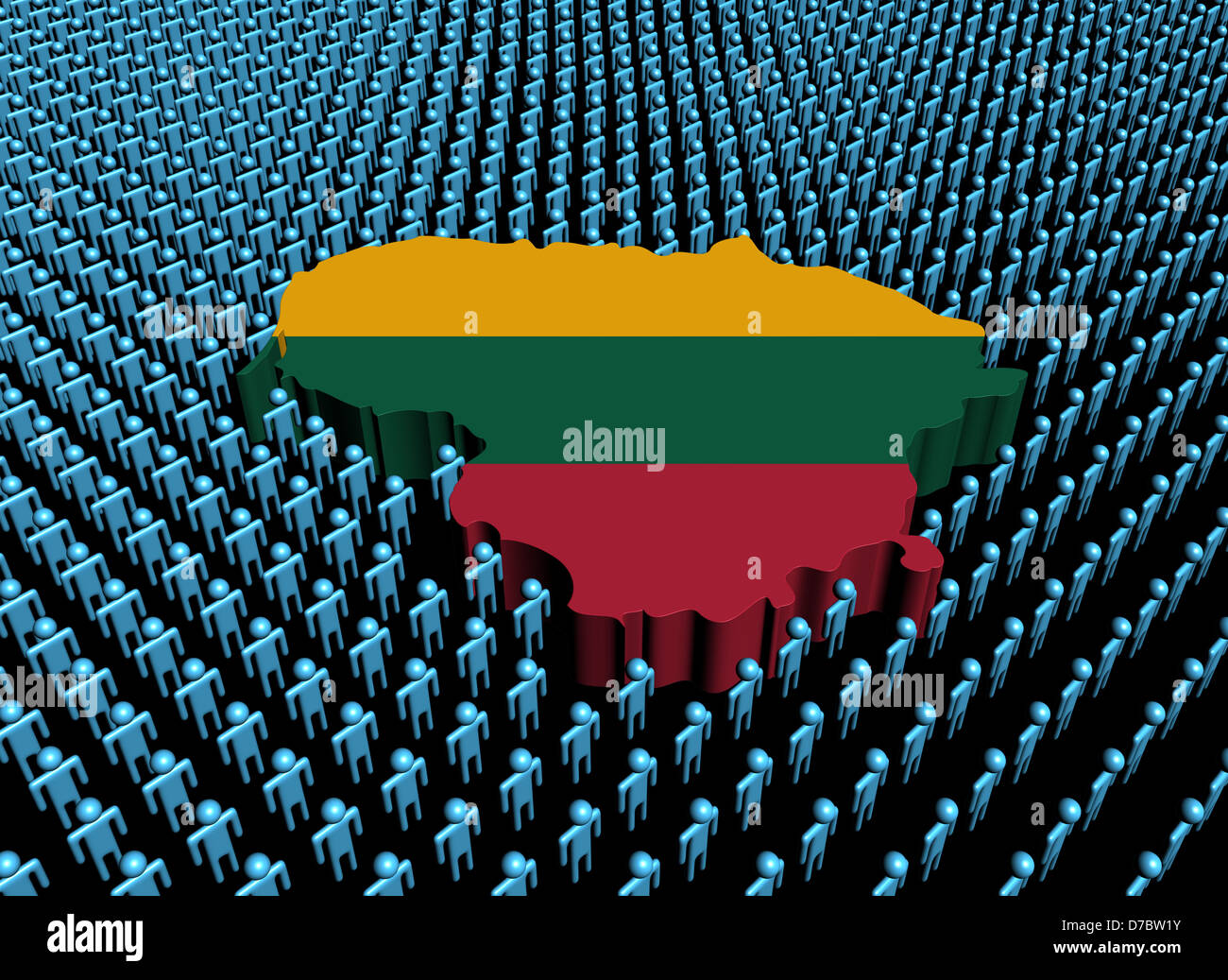 Lithuania map flag surrounded by many abstract people illustration ...