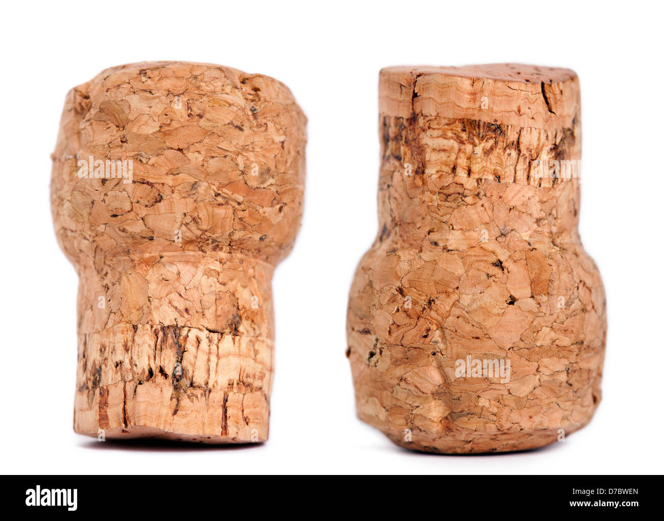 Two angles of a champagne / sparkling wine bottle cork isolated on ...