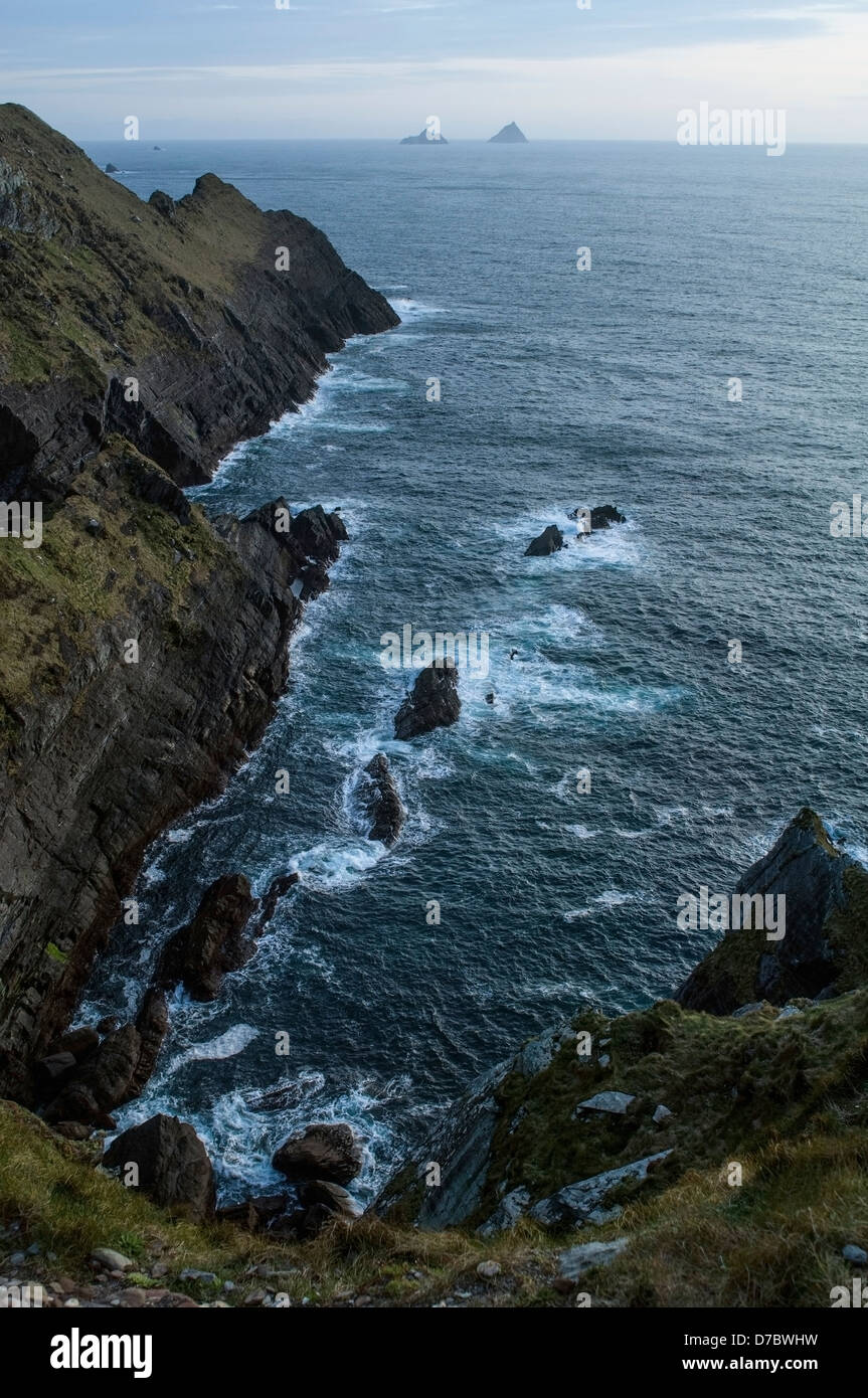 Skellig michael and little skellig viewed from the cliffs above ...