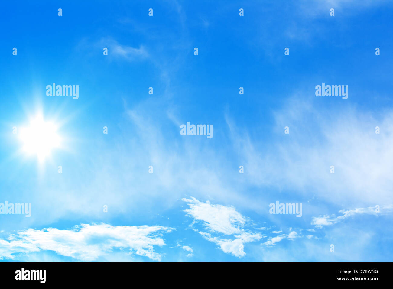 Sun in blue sky, peaceful background Stock Photo - Alamy
