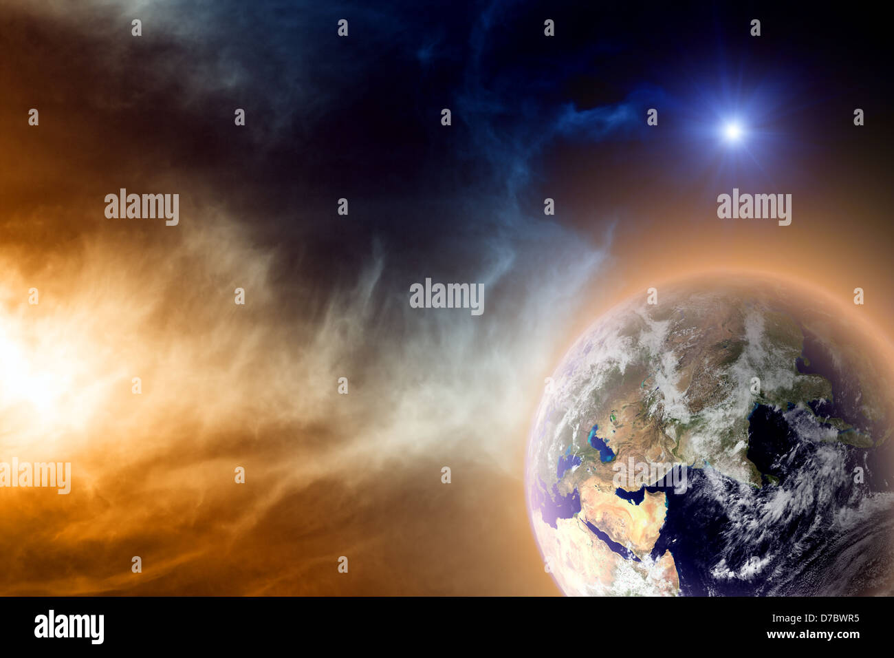Scientific background - earth in space Stock Photo - Alamy