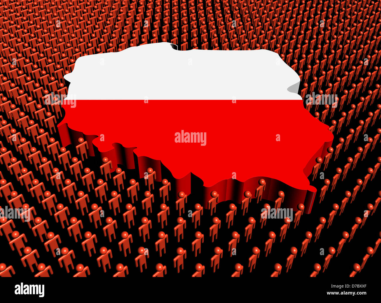 Poland map flag surrounded by many abstract people illustration Stock ...