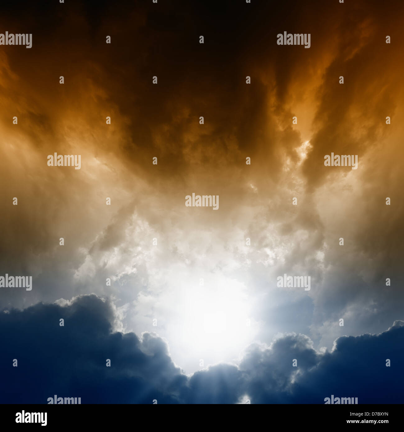 Dramatic background - dark sky, bright sun Stock Photo - Alamy