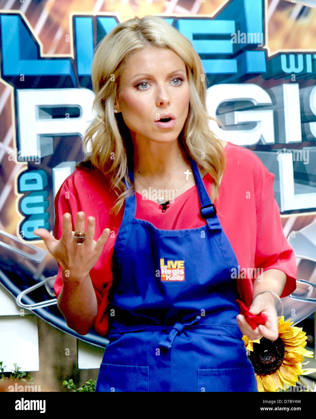 Kelly Ripa cooking during a grilling segment outside ABC Studios for ...