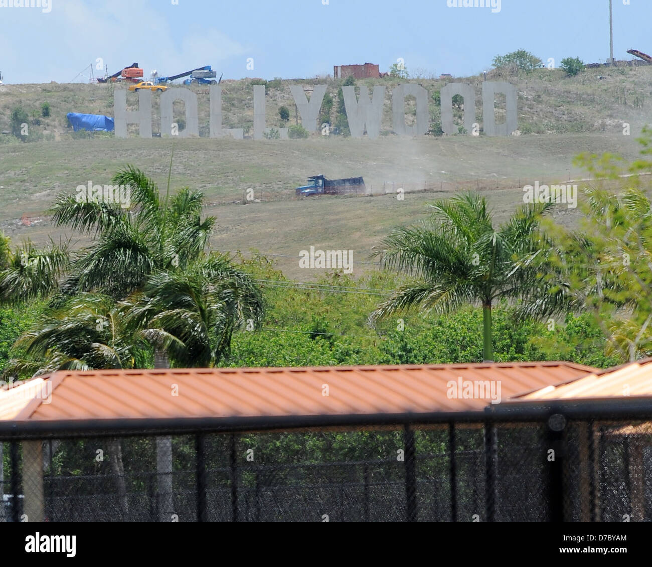 Atmosphere A replica of the famous 'Hollywood' sign appears on top of a ...