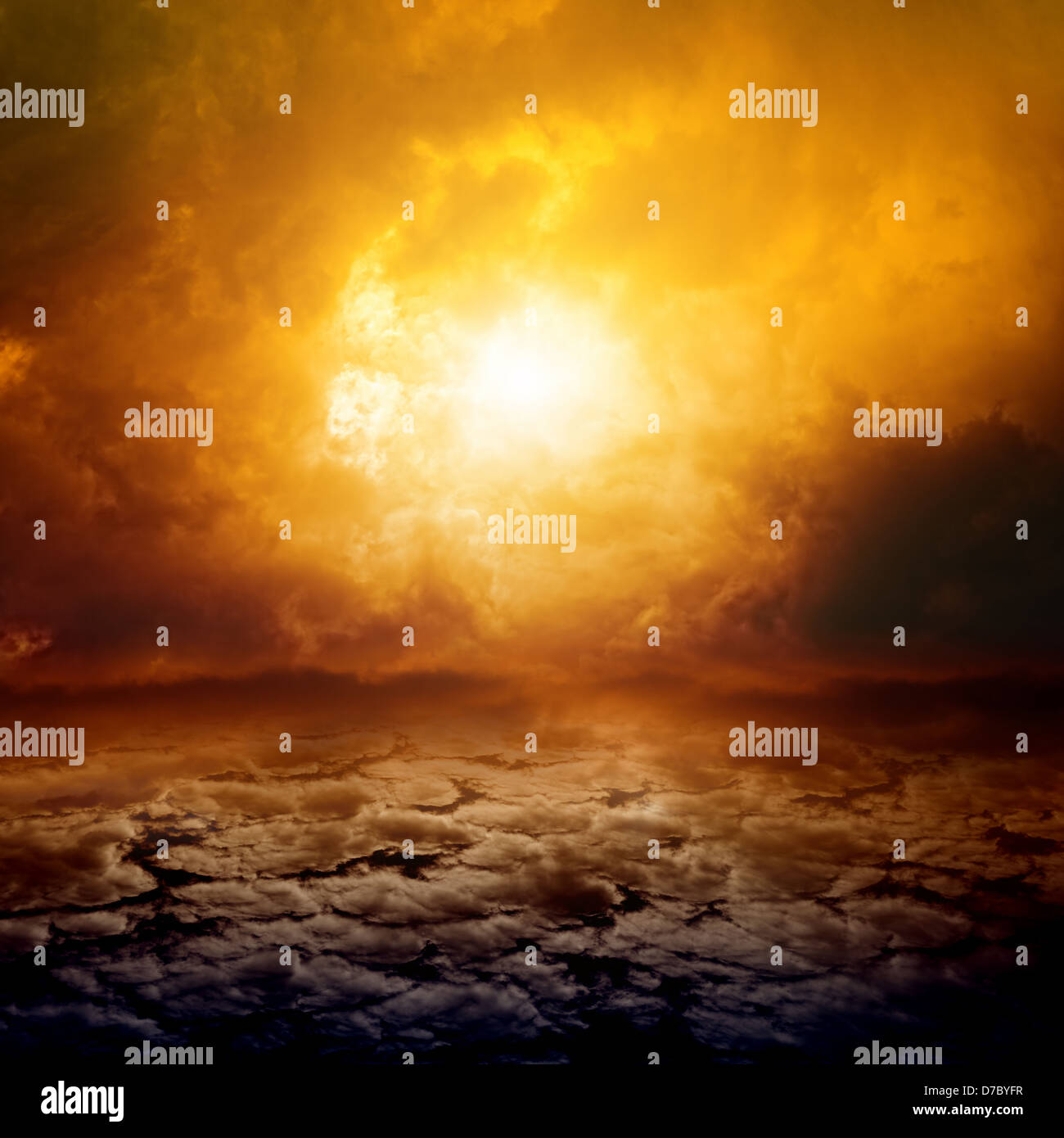 Dramatic apocalyptic background, mayan end of world, red sunset ...