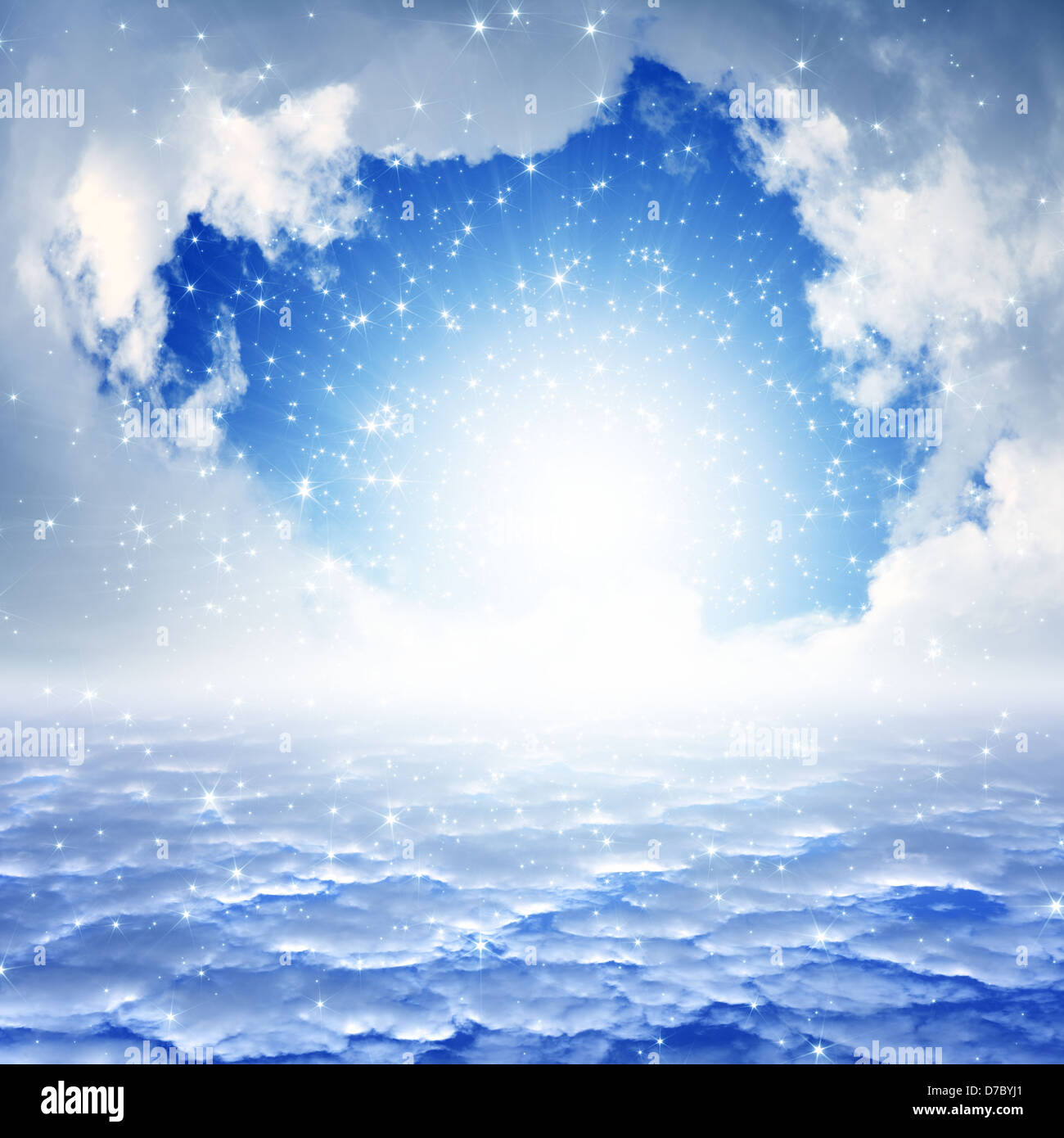 Peaceful background - blue sky, bright sun, heaven Stock Photo - Alamy