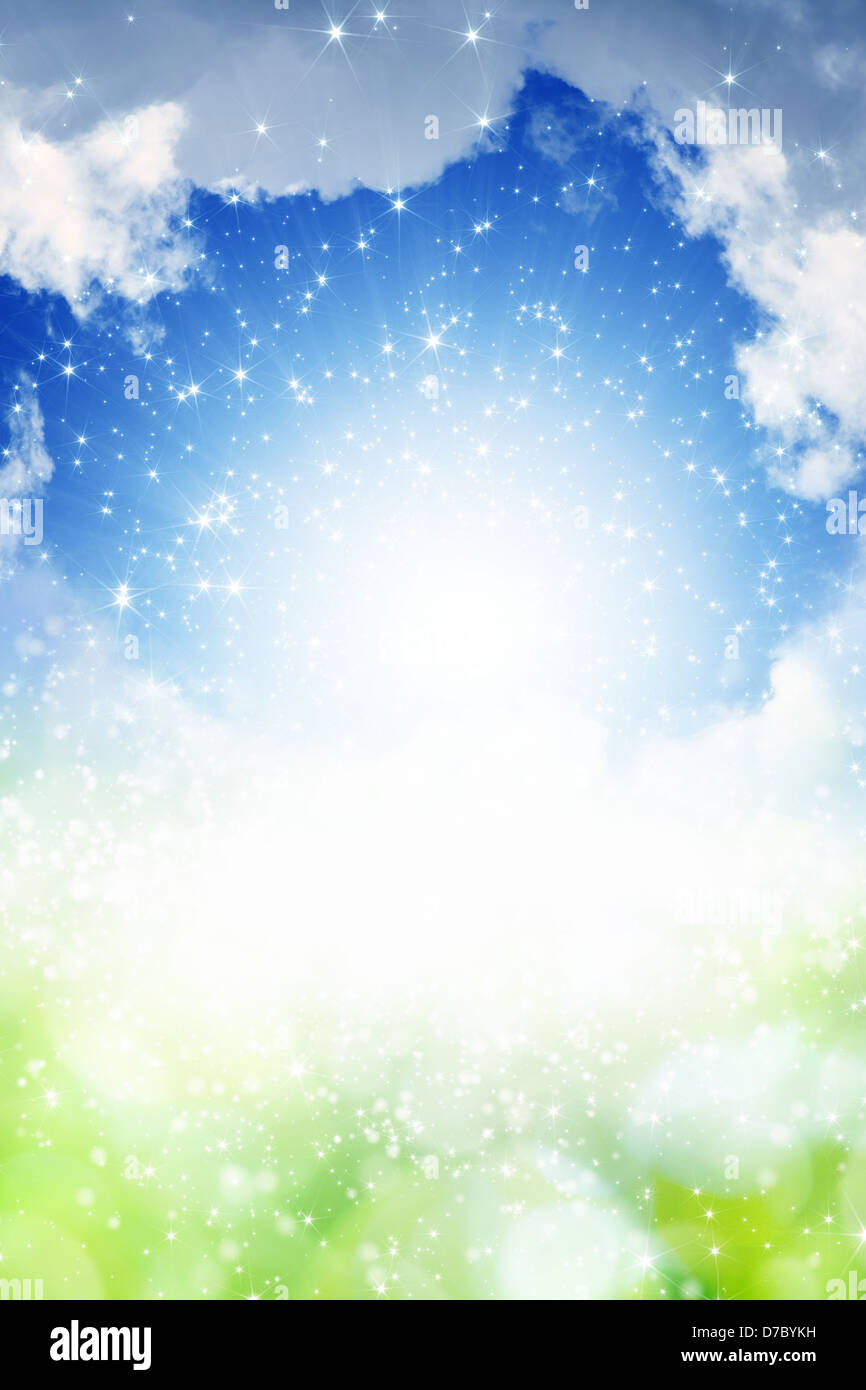 Abstract spring background - bright light from blue sky Stock Photo - Alamy