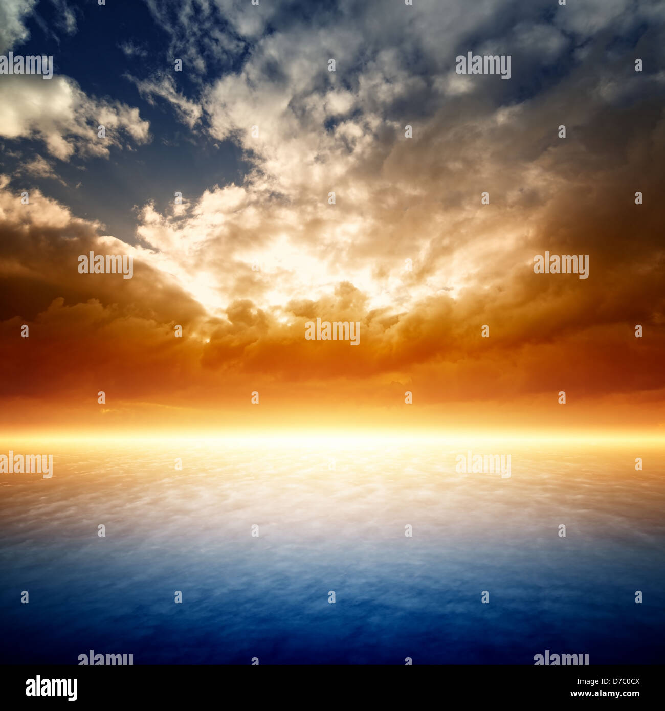 Fantastic red sunset, bright light from horizon Stock Photo - Alamy