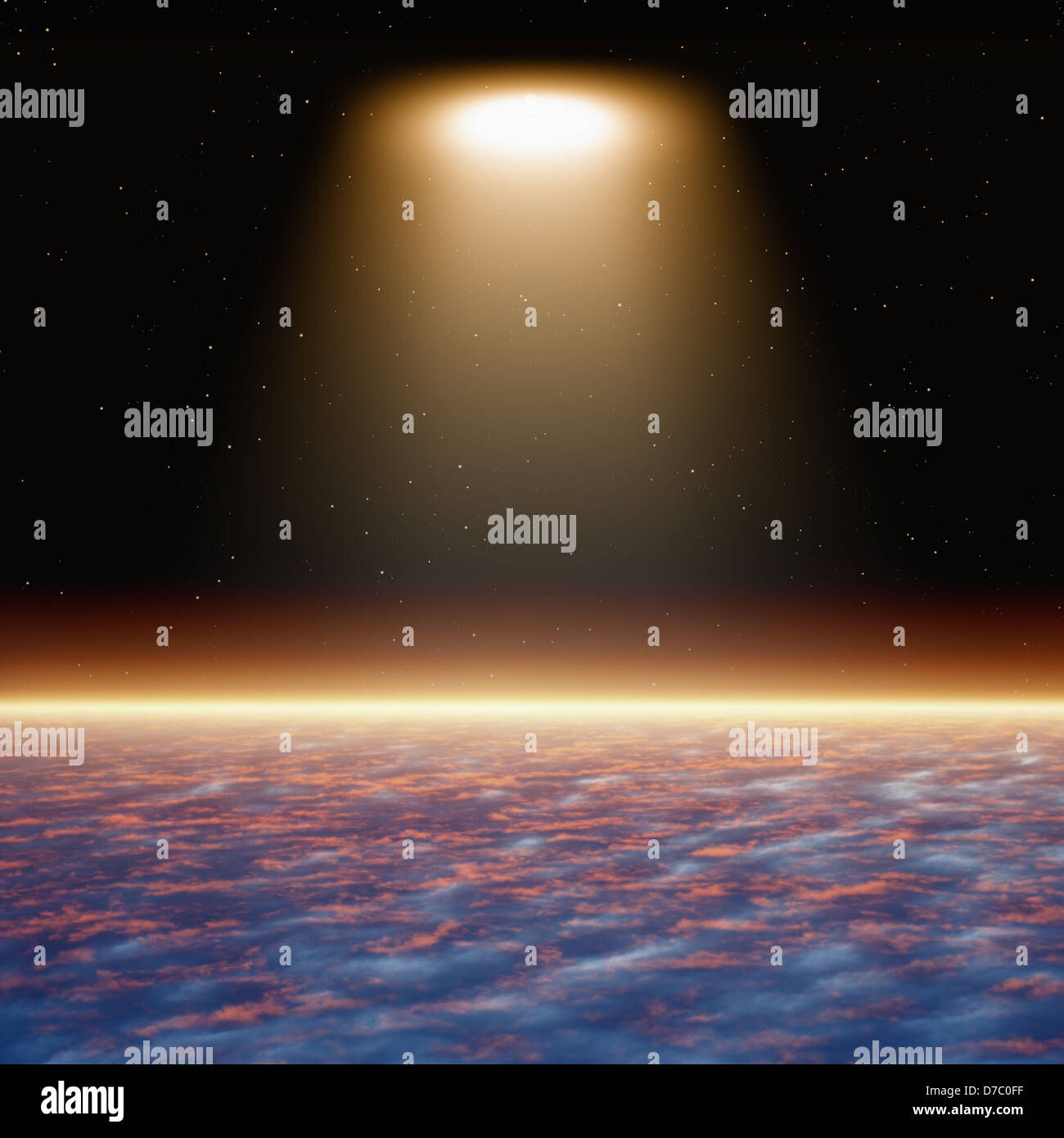 Abstract fantastic background, bright spotlight from space looks like ...