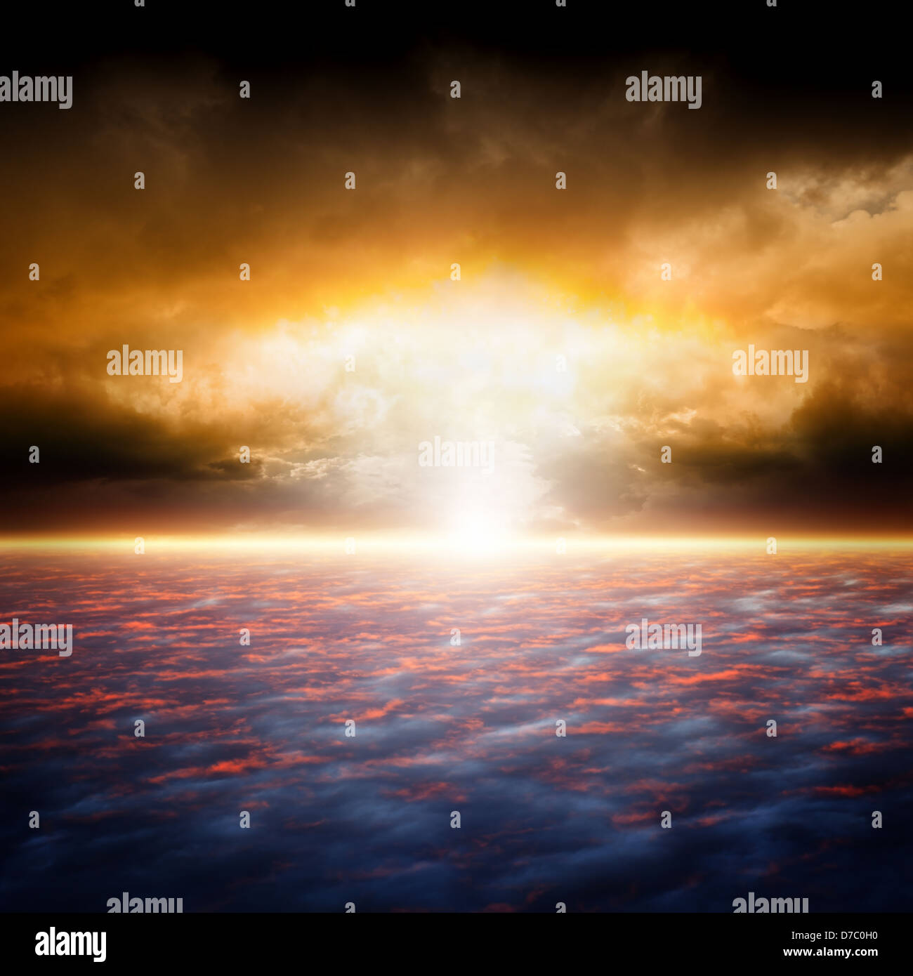 Dramatic apocalyptic background, end of world, red sunset, armageddon ...