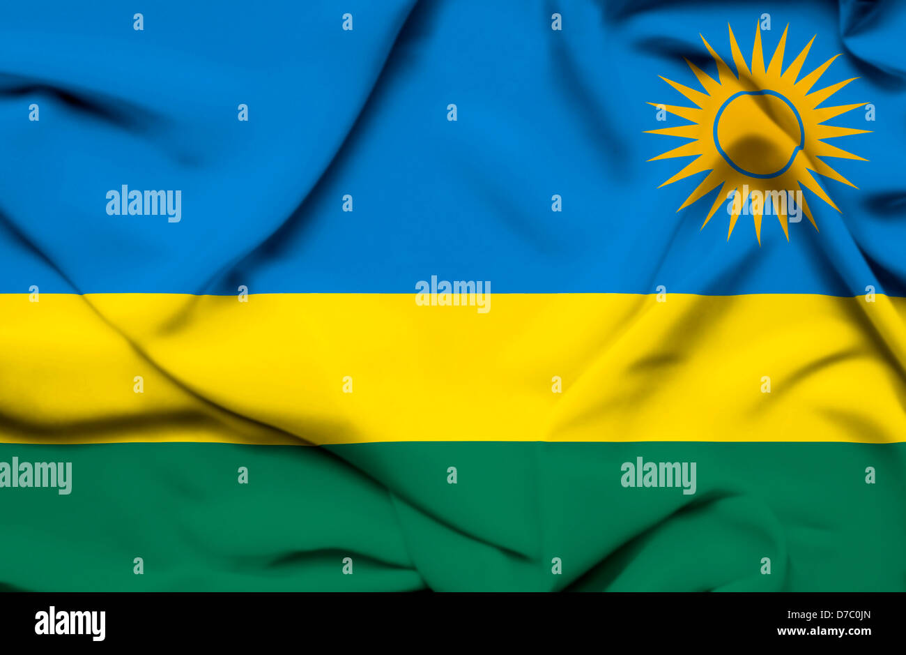 Rwanda waving flag Stock Photo - Alamy