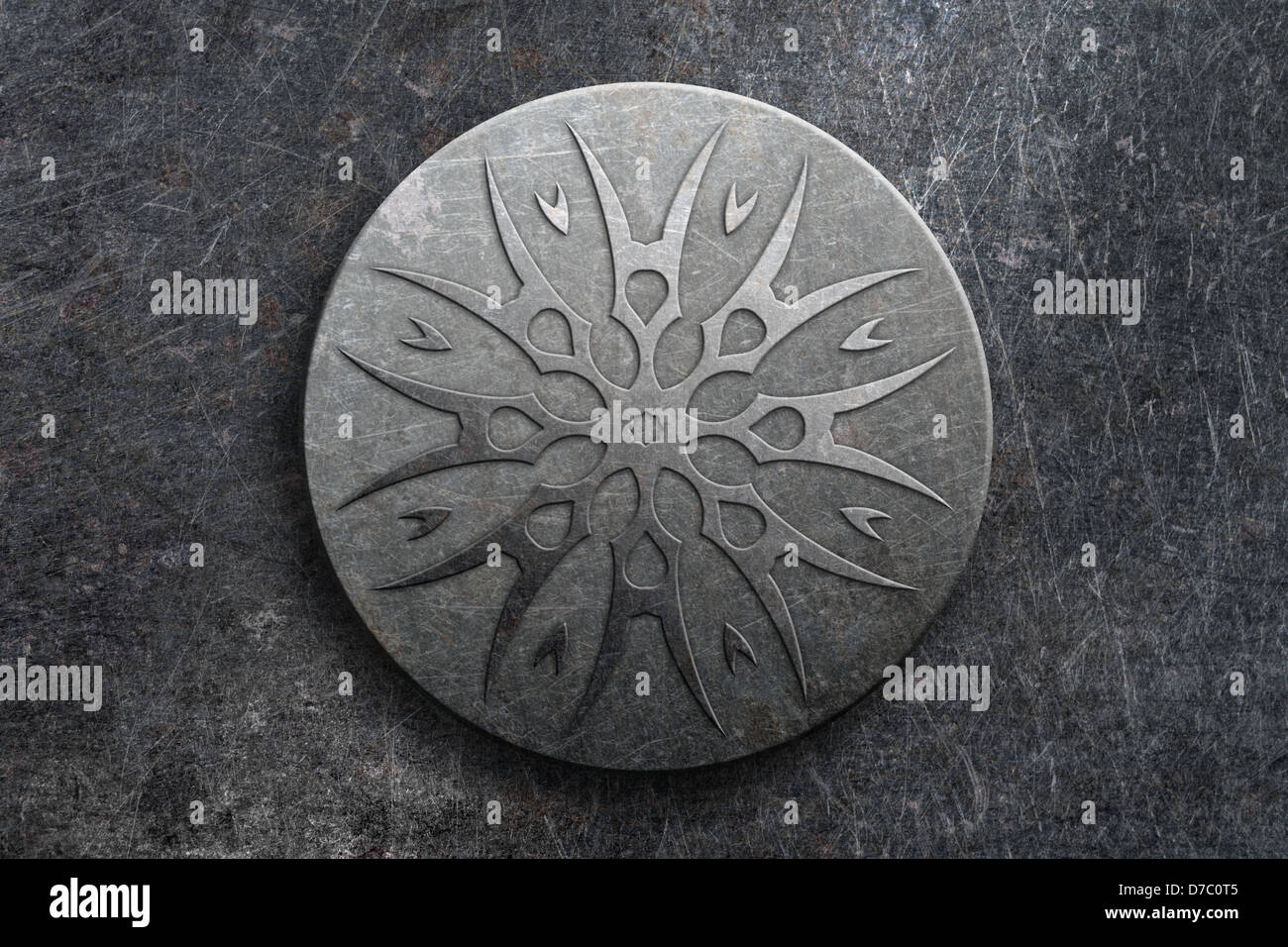 Abstract scratched metallic round star symbol Stock Photo - Alamy