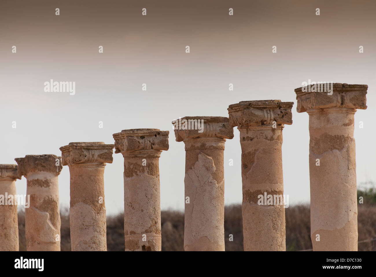Old weathered columns in a row;Paphos cyprus Stock Photo - Alamy