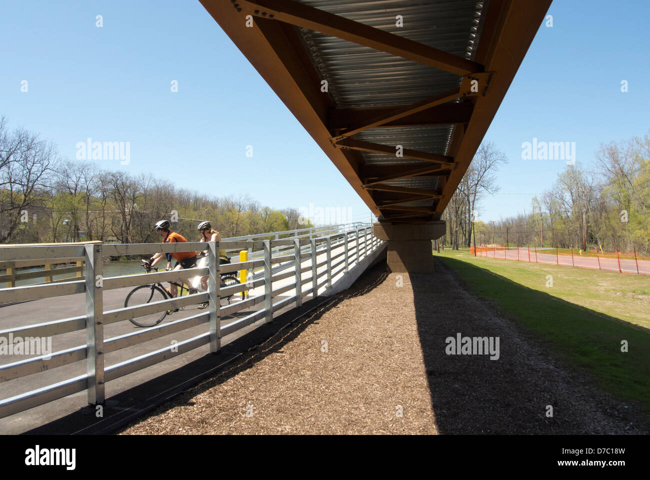 Handicapped accessible bridge over Erie Canal Stock Photo - Alamy