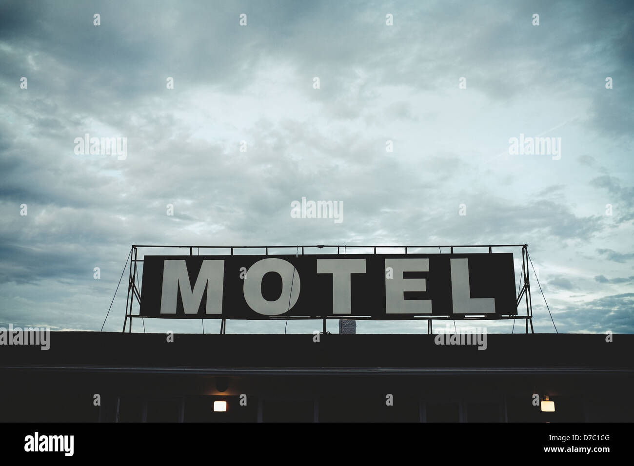 Motel Sign Against A Cloudy Sky;Saint-Simeon Quebec Canada Stock Photo ...