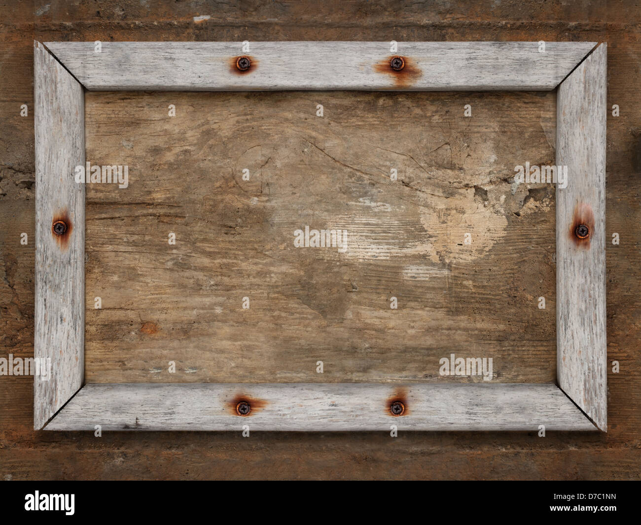 Old wooden frame on brown dirty aged wall Stock Photo - Alamy