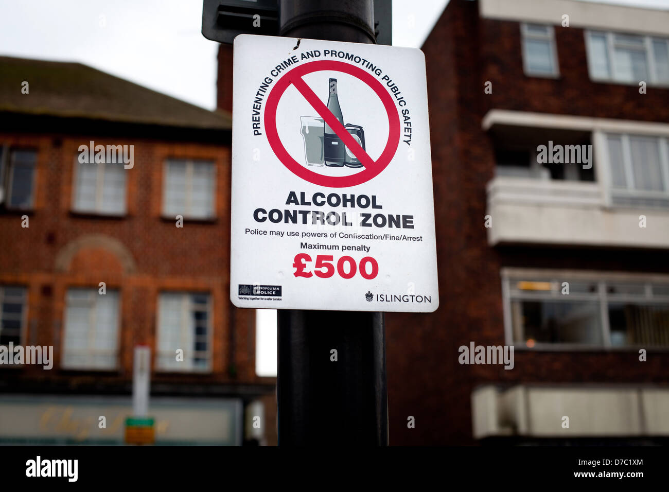 Alcohol Control Zone sign Stock Photo - Alamy
