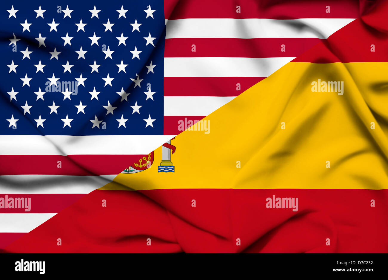 United States of America and Spain waving flag Stock Photo - Alamy