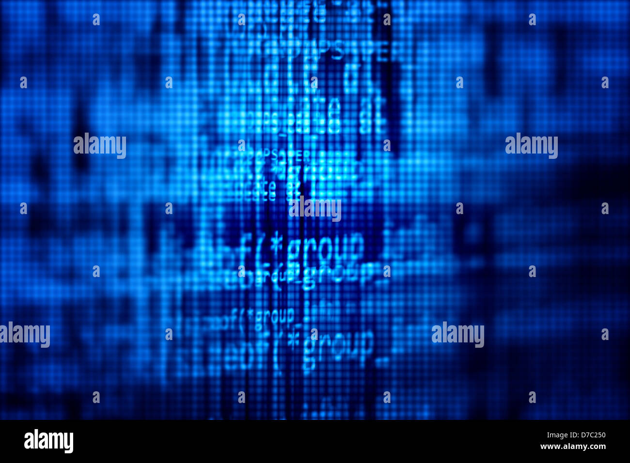 Abstract technological background - blue characters on computer screen ...