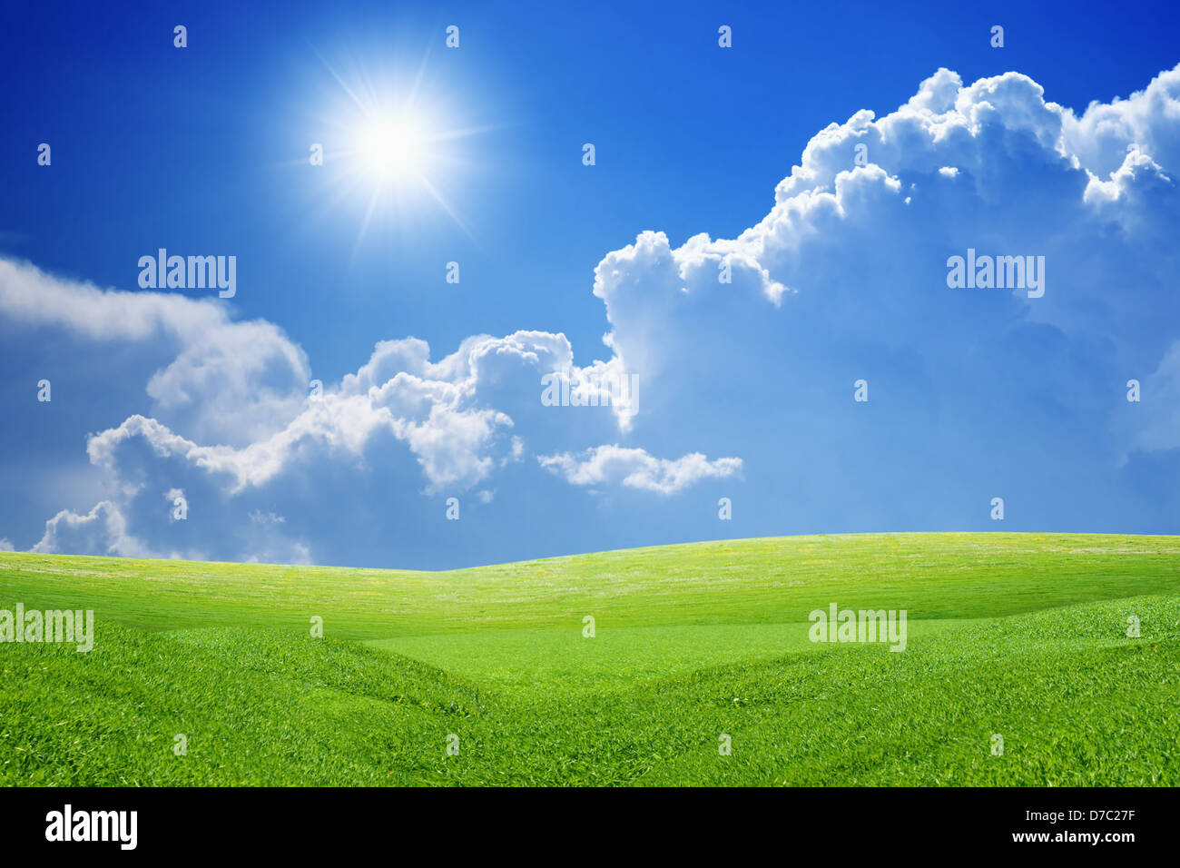 Sky Clouds Sun Grass