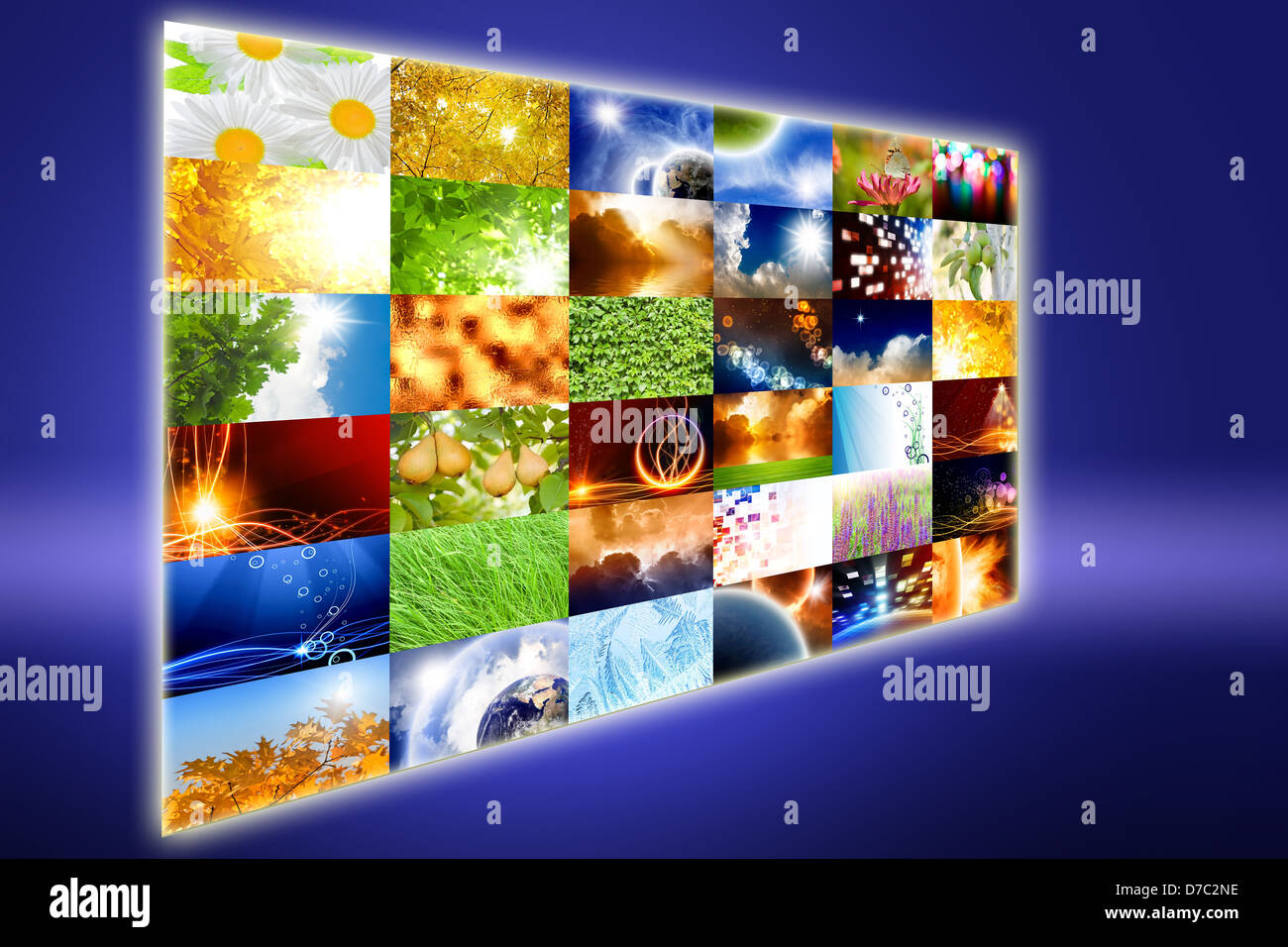 Wide media screen with collection of pictures. All used images belongs ...