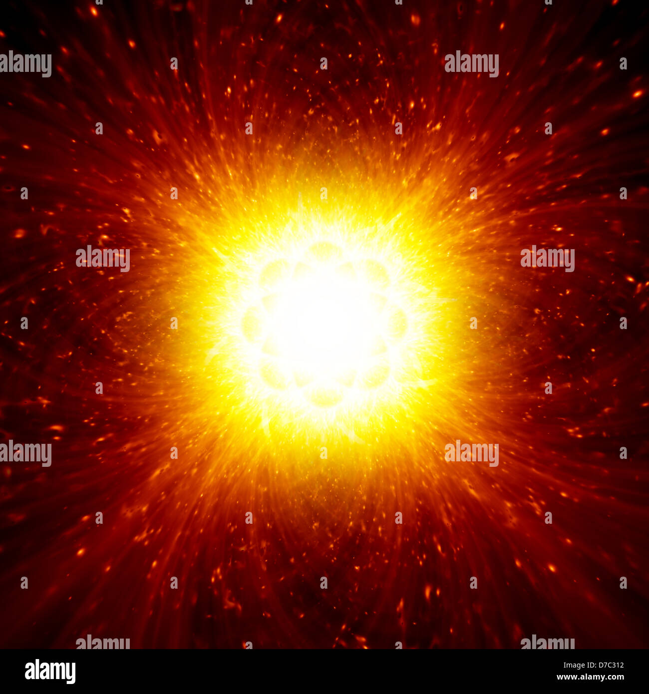 Abstract science background - bright red lights looks like explosion of ...
