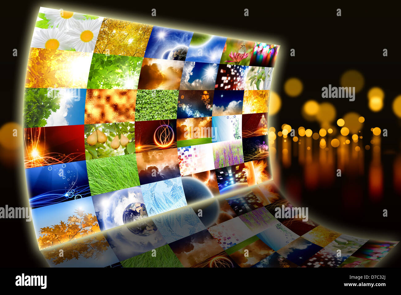 Wide media screen with collection of pictures. All used images belongs ...