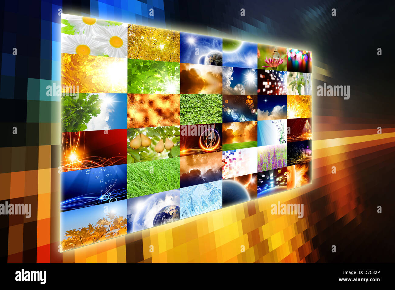 Wide media screen with collection of pictures. All used images belongs ...