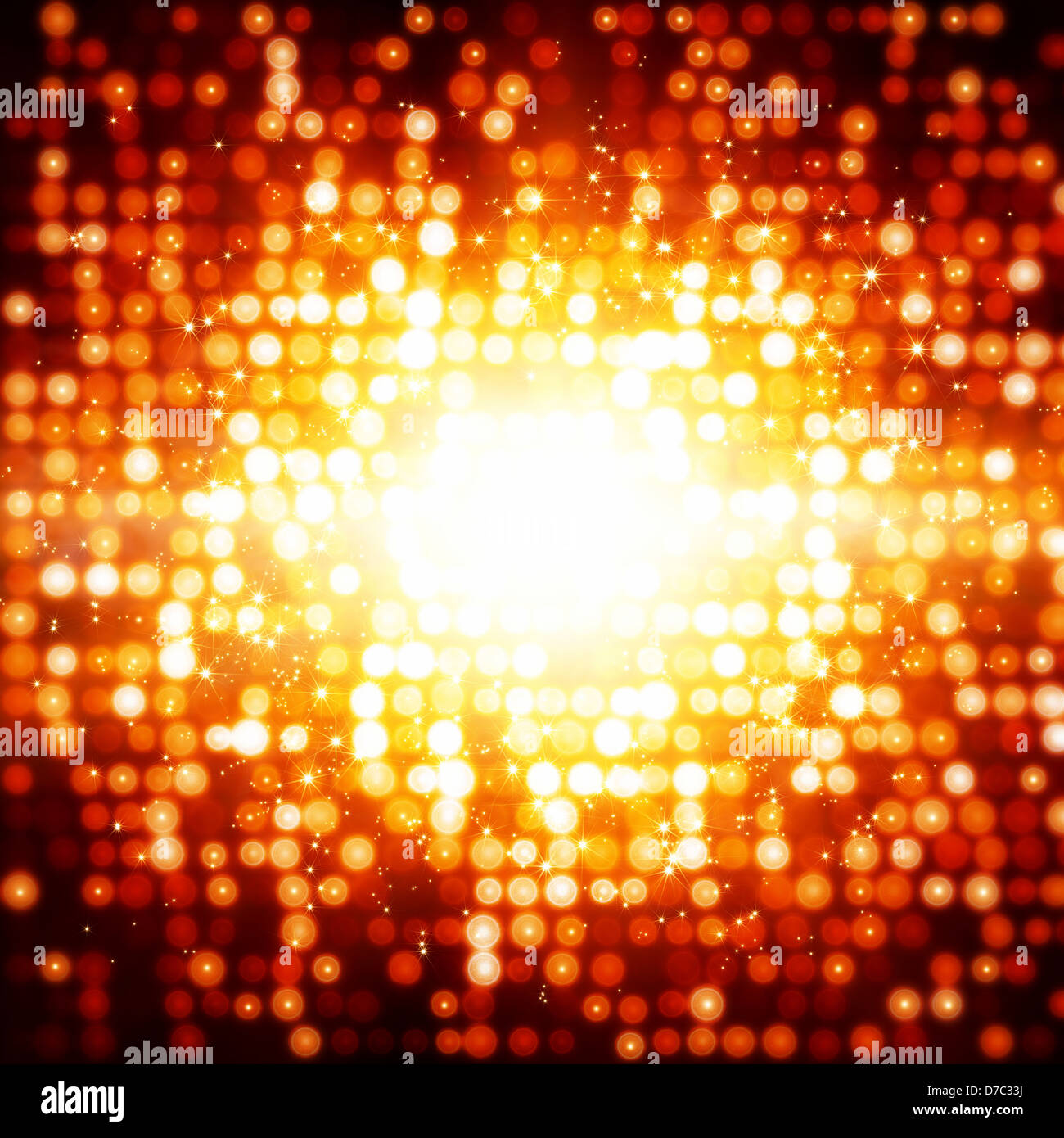 Abstract celebration background - bright orange lights, stars - party ...